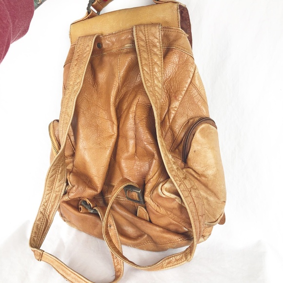 Handmade | Bags | Vintage Worn Weathered Leather Backpack Brass | Poshmark